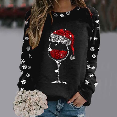 Christmas Shirts for Women Workout Clothes for Women Tops Blouse Raglan Baseball Raglan Fleece Solid Basic Fall Tops 2023 Fashion Loose fit Black Cropped Hoodie Sweatpants Women Shirt Pullover tee