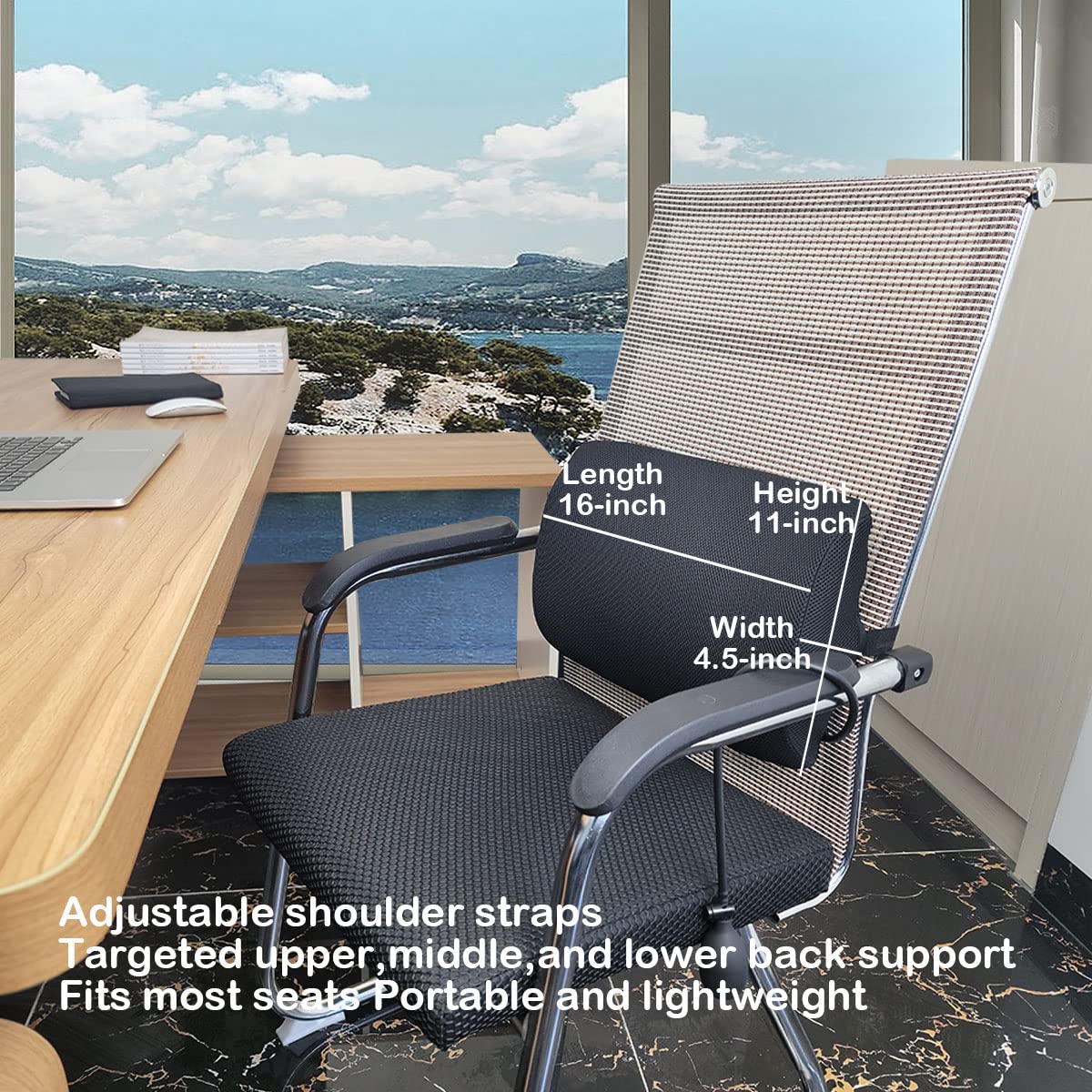awave bloom Inflatable Lumbar Support Pillow for Car Seat and Office Chair, with Adjustable Internal Air System, Back Support for Home, Travel