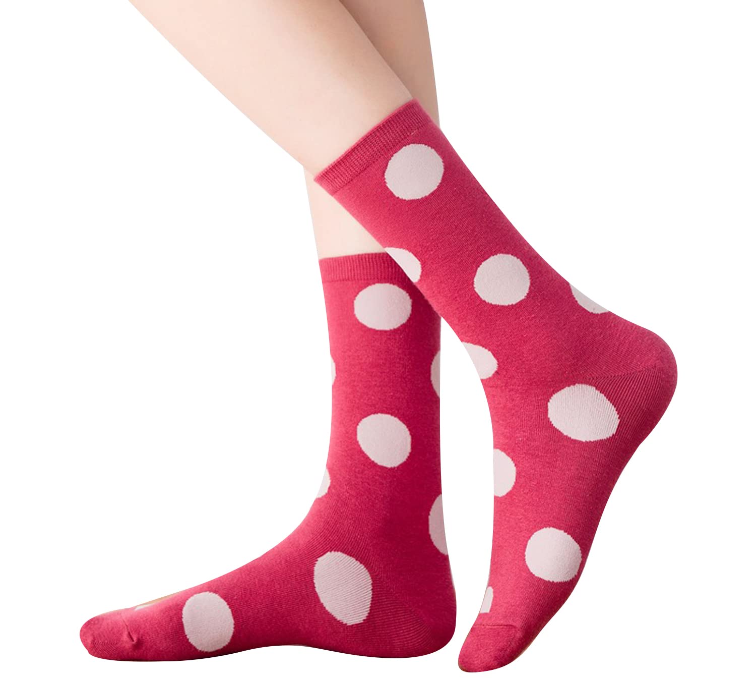 BonjourMrsMr Womens Socks Polka-dot Above Ankle Novel Cute Fun Cotton Frilly Socks for Big Girls 5/6 Pairs