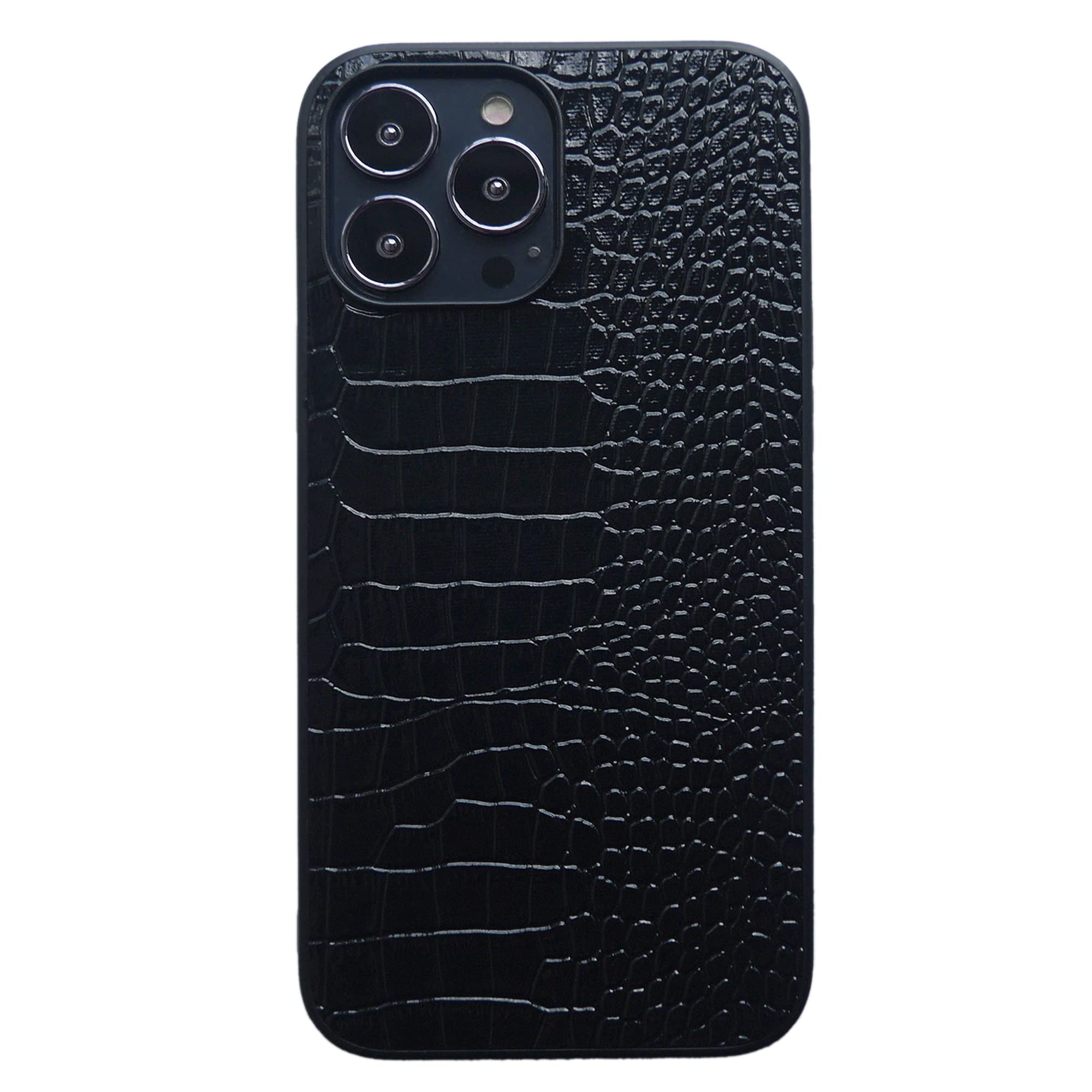 iPhone 13 Mini Case for Women, DMaos Crocodile Synthetic Patent Leather Cover, Classic Fashion for iPhone13 Mini 5.4 inch - Black