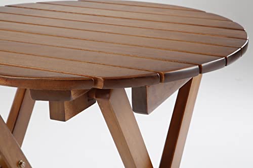 BplusZ Small Round Folding Side Table - Portable End Table for Outdoor Patio Use, Ideal as Coffee Table or Plant Stand, 19.1" D x 19.1" W x 19.85" H, Brown