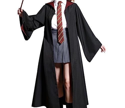 Magic Robe Four Magic College Styles Wizard Witch Cape School Uniform Hooded Cloak Windcoat Halloween Costume (Red, 150)