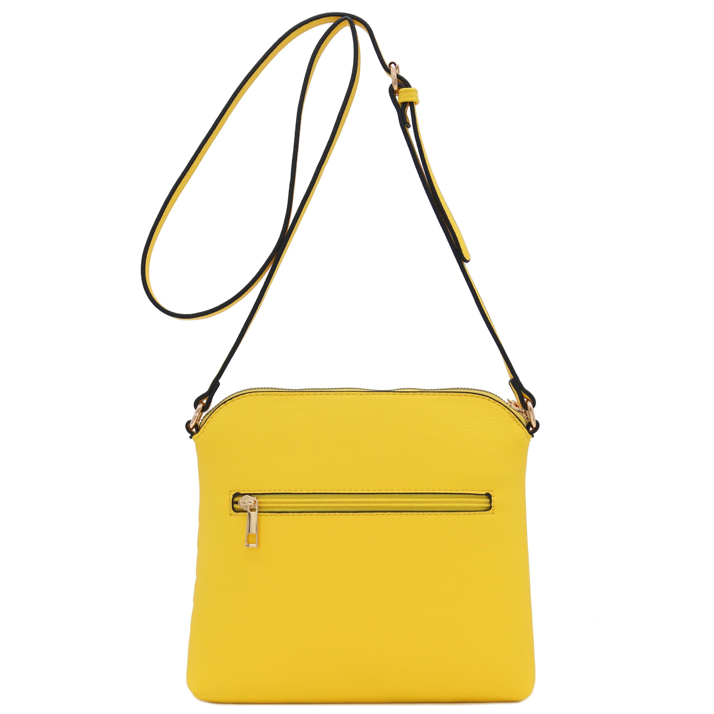 FashionPuzzle Chevron Quilted Medium Crossbody Bag with Tassel Accent (Yellow)
