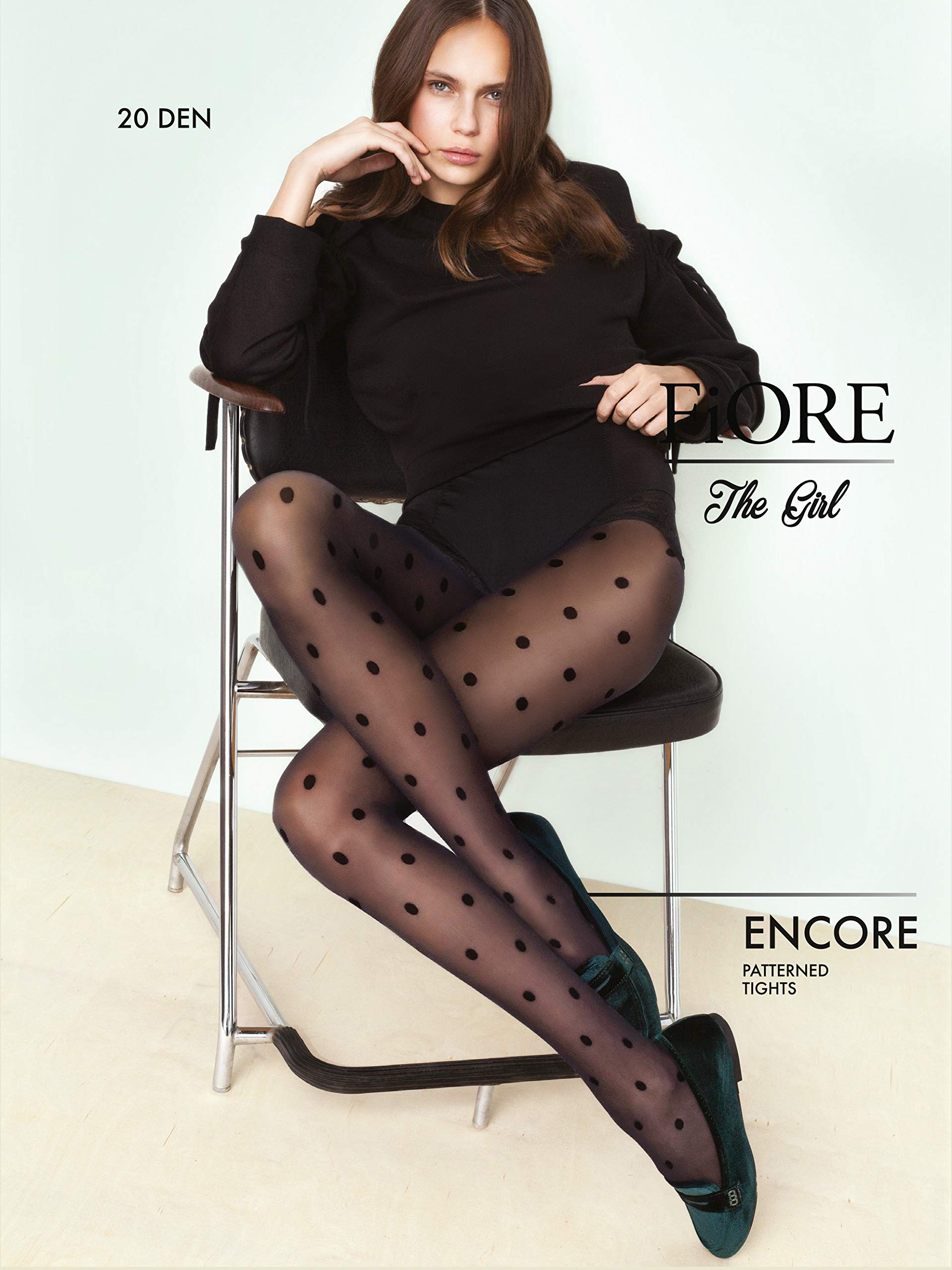 Fiore European Fashion Pattern Big Polka Dot Tights (Black, 4-Large)