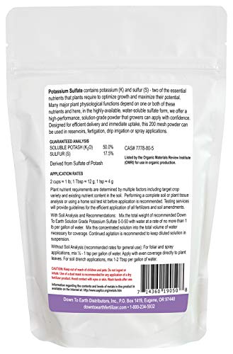 Down to Earth OMRI Organic Solution Grade Potassium Sulfate 0-0-50, 1 lb