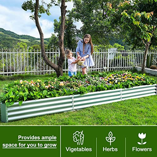 Land Guard 12×4×1ft Galvanized Raised Garden Bed Kit, Super Large Metal Raised Garden Beds for Vegetables, Galvanized Planter Raised Garden Boxes Outdoor(359 Gallon Capacity)