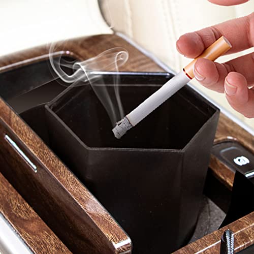 Yonput Pack-1 Car Trash Can with Lid, 3" x 7.8" Portable Automatic Small Trash Can, Diamond Design Waterproof Trash Can Used in Car Home Office (Black)
