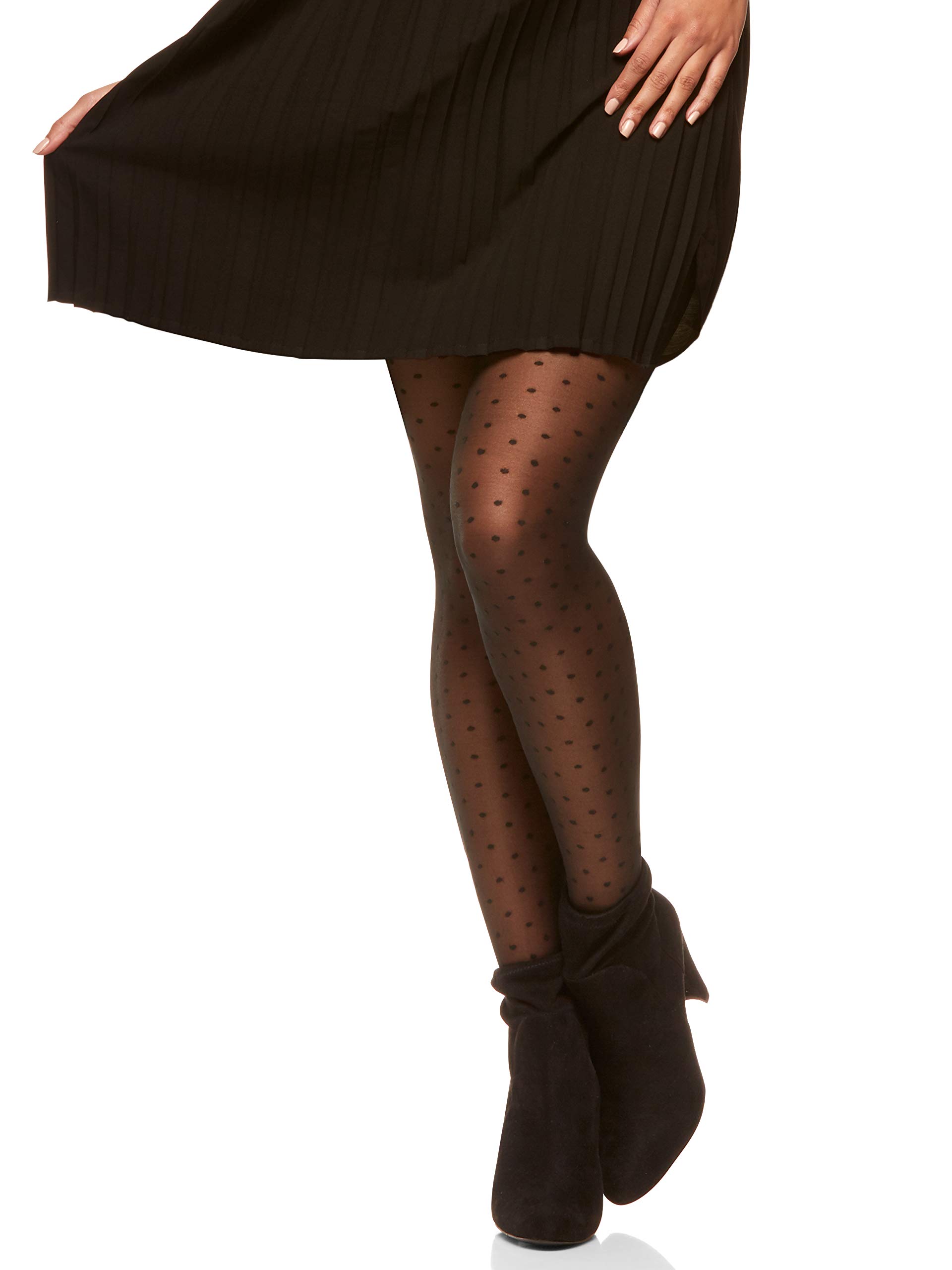 Berkshire Women's Plus Size Trend Sheer Dot Control Top Pantyhose, Fantasy Black, 3X-4X