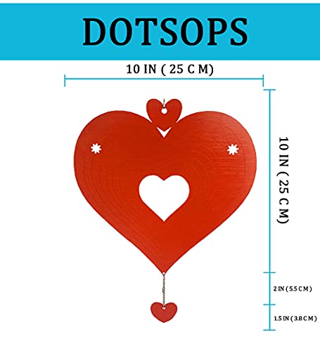 DOTSOPS Wind Spinner 360 Degree Hanging Stainless Steel,Love Wind Spinner Indoor Outdoor Garden Decoration-10“x 10