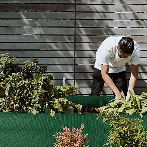 UCandy Pack 2 of Raised Garden Bed with 3 Partition Grids,Durable PE Fabric Planters Grow Bags,Suitable for Potato,Tomato,Flower,Vegetable Plant Container (2)