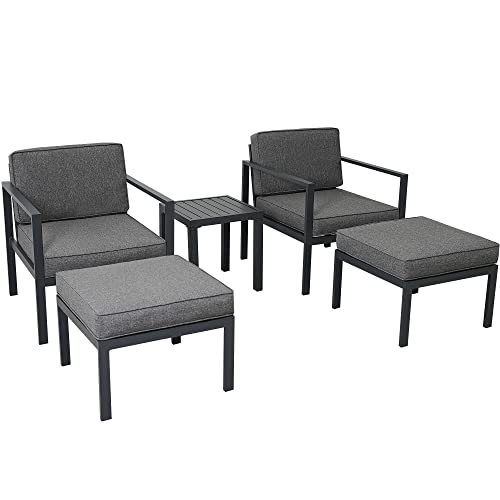 Outdoor Alloy Conversation Set Sofa W/Coffee Tablestools Grey Modern Contemporary Vintage Steel Finish Coffee Table Cushion Included