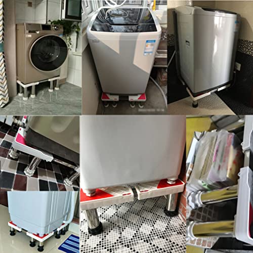 Upgraded Washing Machine Pedestal Heightened 4"/6"/8"/10" Adjustable 18"-25" Refrigerator Base Stand Heavy Duty Dryer Base Platform Refrigerator Cabinet Utility Room