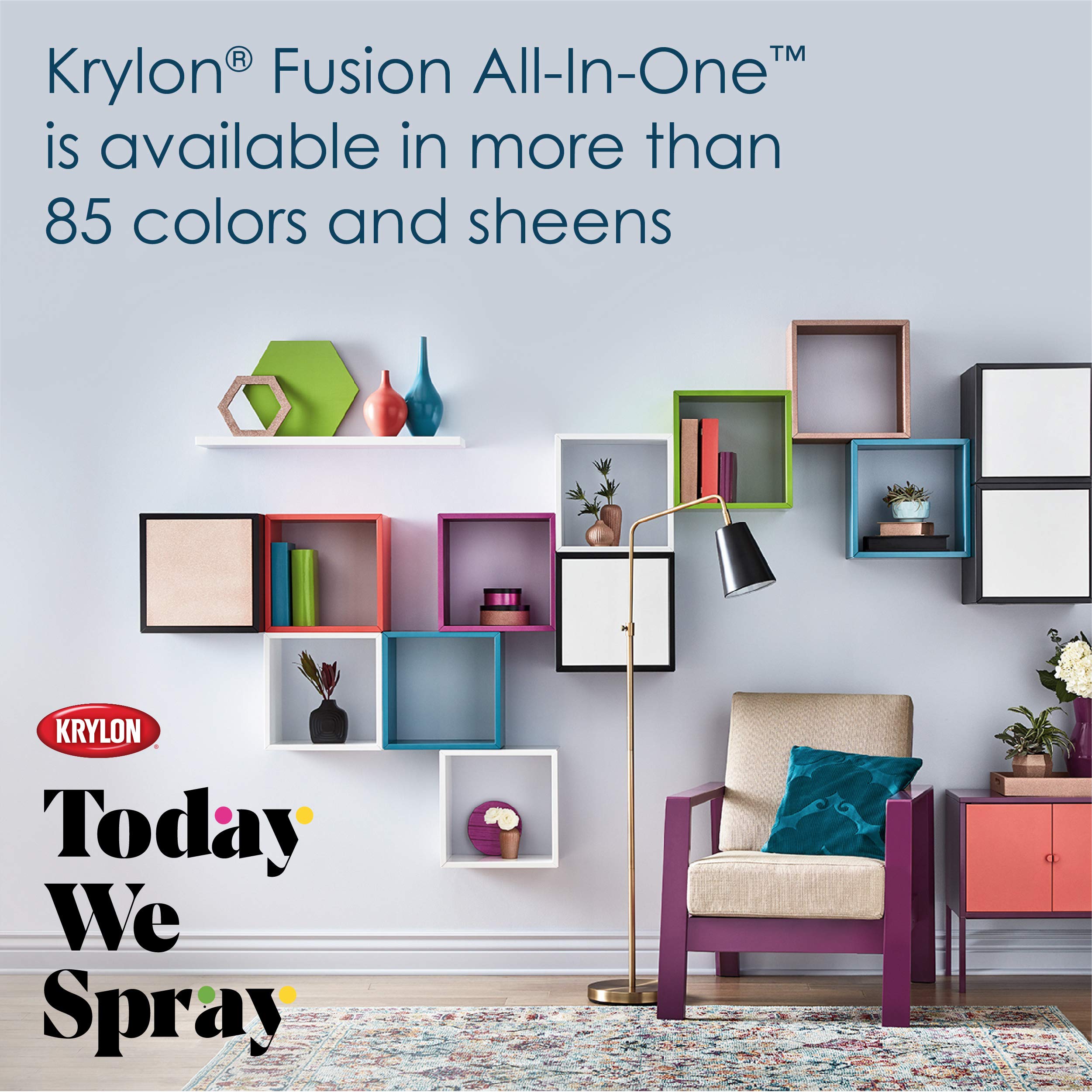 12 oz Krylon K02740007 Khaki Fusion All-In-One Paint & Primer Spray Paint, Satin