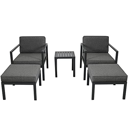 Outdoor Alloy Conversation Set Sofa W/Coffee Tablestools Grey Modern Contemporary Vintage Steel Finish Coffee Table Cushion Included