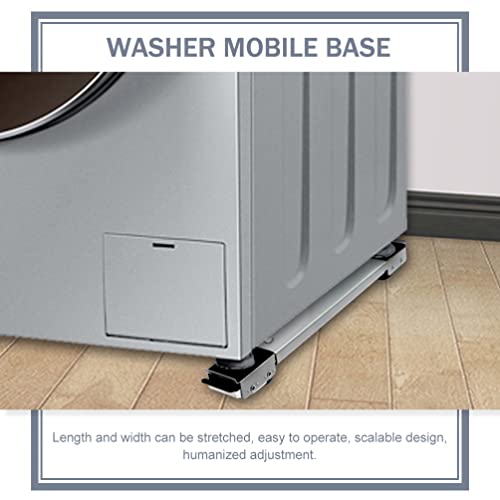 Homoyoyo Furniture Washing Machine Dolly Extendable Appliance Rollers Refrigerator Fridge Appliance Dolly Movers Portable Mini Mobile Washer Dryer Moving Base