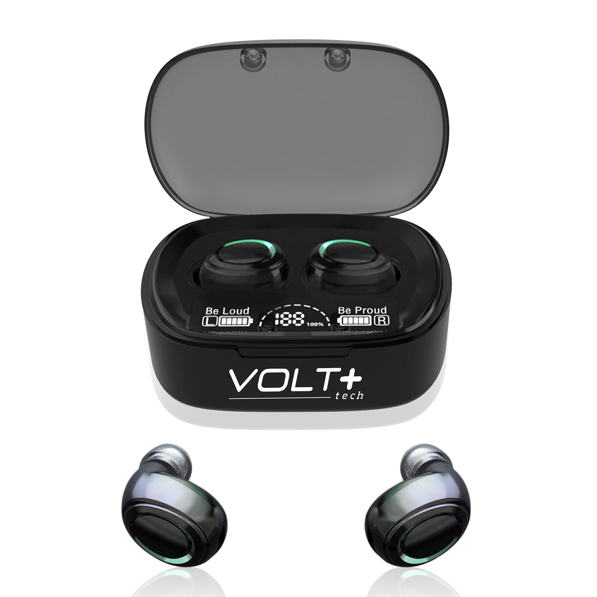 VOLT PLUS TECH Wireless V5.1 PRO Earbuds Compatible with Bose Sport Open IPX3 Bluetooth Touch Waterproof/Sweatproof/Noise Reduction with Mic (Black)