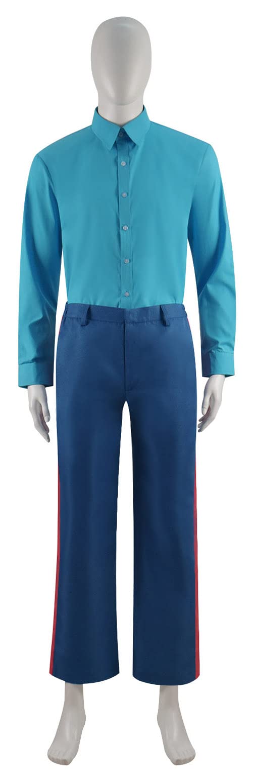 Cobra Commander Costume Adult Blue Uniform Jacket Pants Cloak with Belt for Halloween Cosplay (Large, Full Set)
