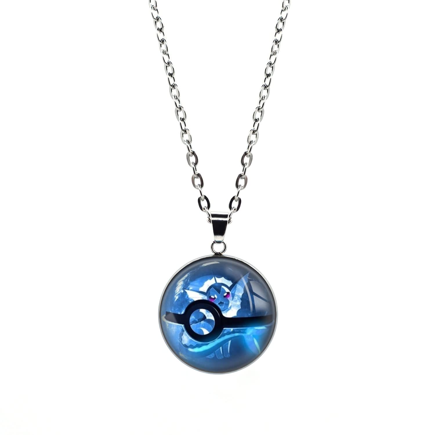 Lan Jin Art Handmade Stainless Steel Charm Necklace Inspired Compatibility with Picture Glass Jewelry Gift for Anime Fan
