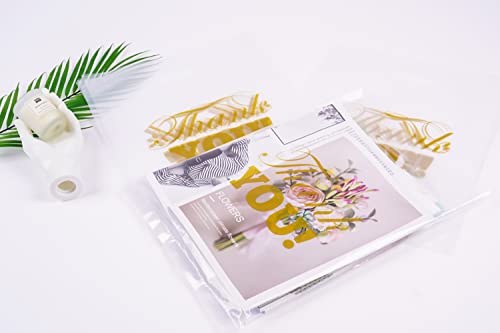 50Pcs Thank You Merchandise Bags, Extra Thick 2.5Mil Retail Shopping Bag for Boutique, Stores, Business Gift, Reusable Plastic Bags with Handle (Medium 11.8"x15.8" Clear)