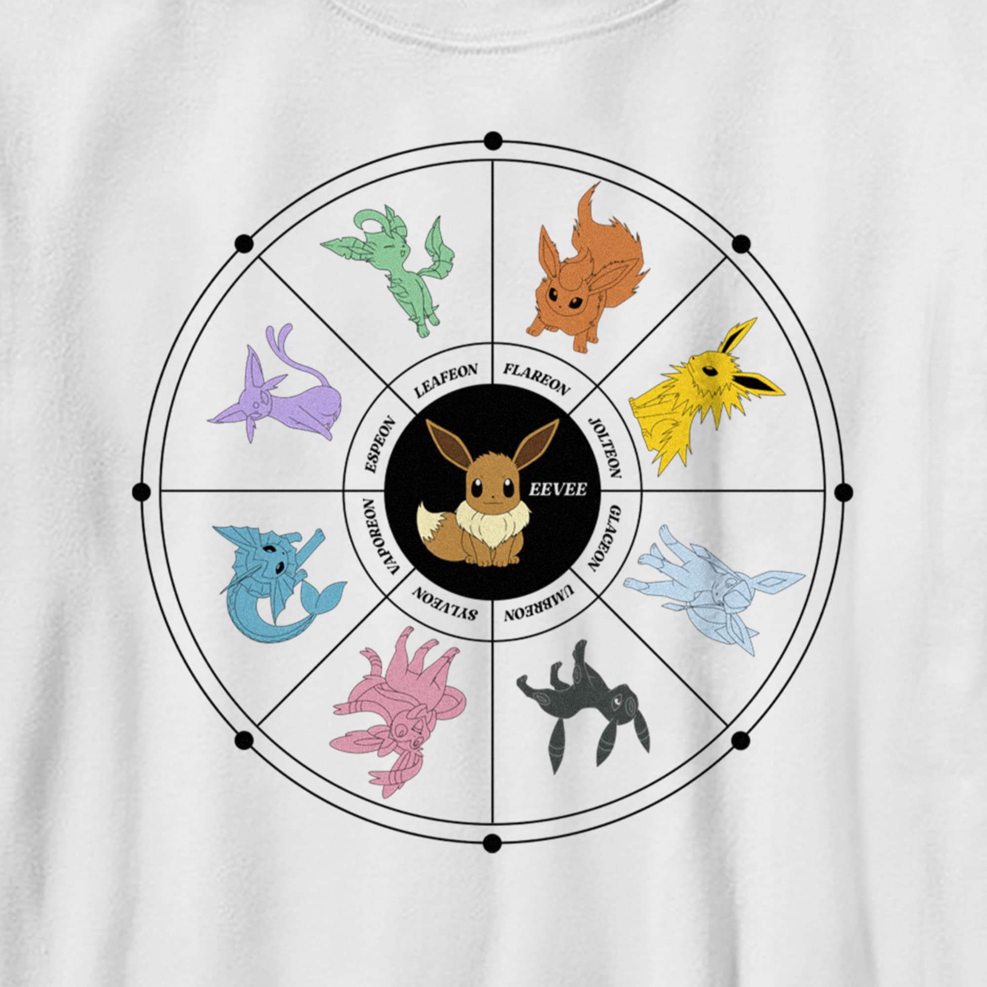 Pokemon Boys Eevee Evolution Tarot Card Short Sleeve Tee Shirt, White, Youth X-Small