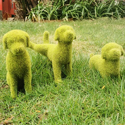 HOWFIELD Garden Statues and Figurines Outdoors - Naughty Peeing Puppy Figurines, Grass Green Dog Outdoor Statues, Outdoor Decorations for Patio