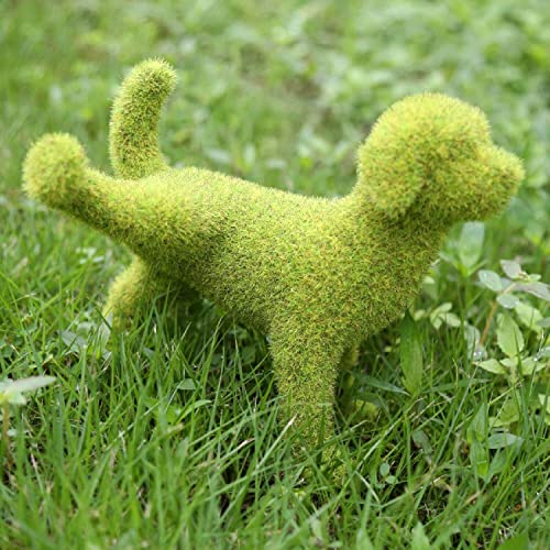 HOWFIELD Garden Statues and Figurines Outdoors - Naughty Peeing Puppy Figurines, Grass Green Dog Outdoor Statues, Outdoor Decorations for Patio