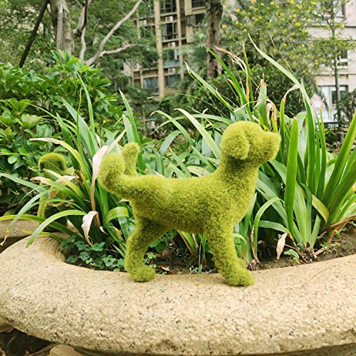 HOWFIELD Garden Statues and Figurines Outdoors - Naughty Peeing Puppy Figurines, Grass Green Dog Outdoor Statues, Outdoor Decorations for Patio