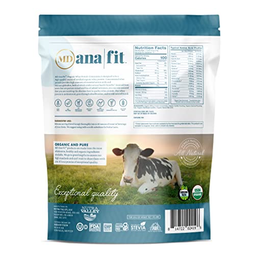 MD Ana Fit - Organic Whey Concentrate Protein Powder, Pasture Raised All Natural Hormone Free (Caramel Vanilla, 2lb Bag)