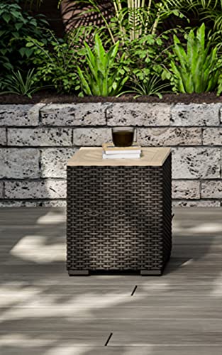 Homestyles Boca Raton Outdoor Side Table, Grey/Brown
