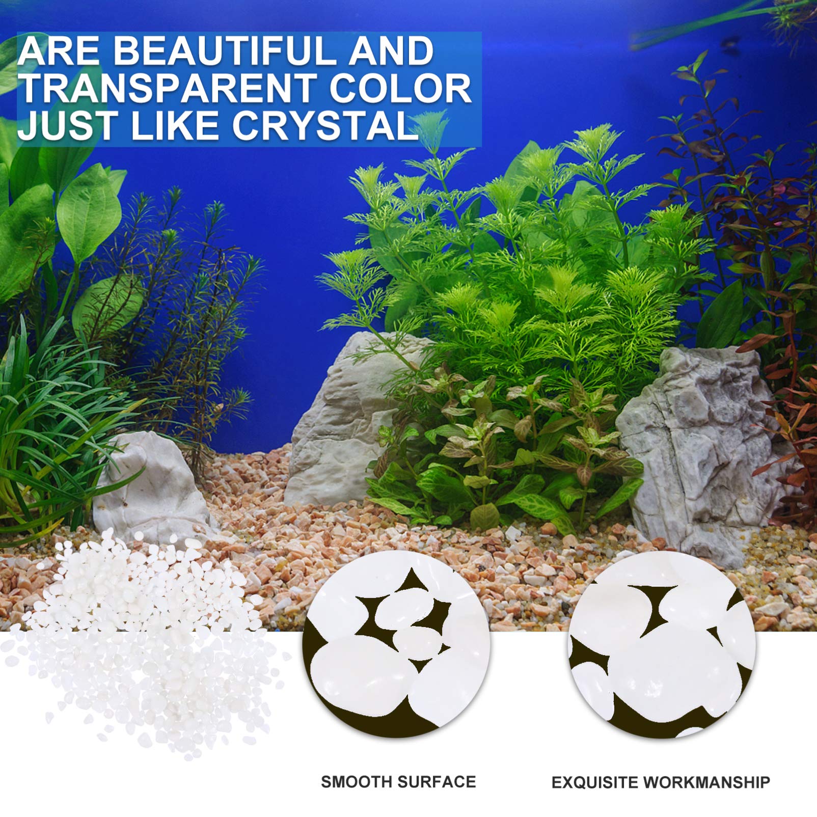 balacoo 1 Pack Fish Tank Rocks Clear Vase Stuffing Gemstone Tank Gravel Socking Stuffers Fish Tank Rock Decor Fish Tank Accessories Naturales Bulk Glass White Plant