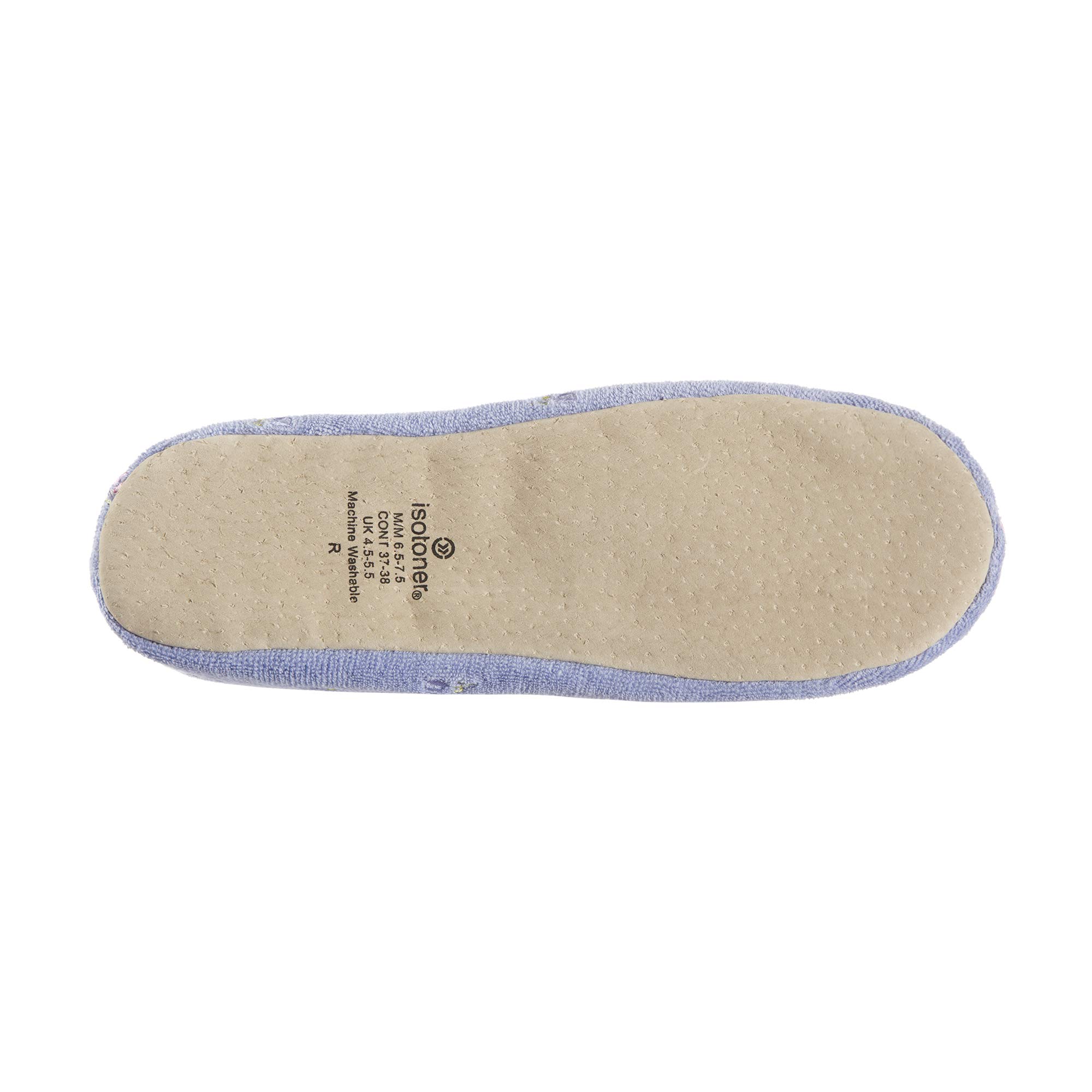 isotoner Women's Ballerina Slippers, Periwinkle Soft Tie Bow, 9.5-10.5