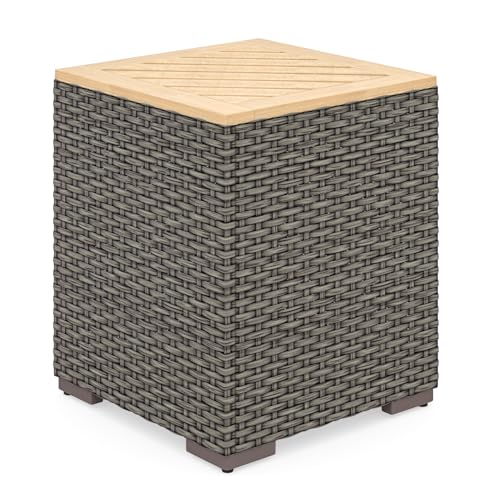 Homestyles Boca Raton Outdoor Side Table, Grey/Brown