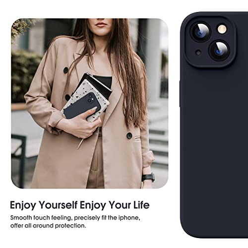 Supdeal Liquid Silicone Case for iPhone 13 Mini - [Camera All-Round Protection] [Soft Microfiber Lining Anti-Scratch] 4 Layer Full Covered Shockproof Gel Rubber Phone Case Cover, 5.4", Black