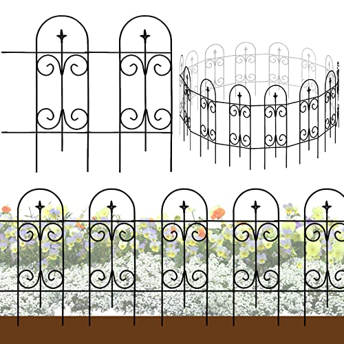 Thealyn Metal Decorative Garden Fence Border 32 in x 20 ft Garden Fencing No Dig Fence Rustproof Wrought Iron Landscape Fencing for Flower Bed, Yard, Animal Barrier