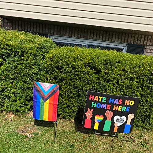 TOPFLAGS Progress Gay Pride LGBTQ Yard Garden Flag 12x18 Inch, Double Sided Rainbow LGBTQ Bisexual Flags for Decoration