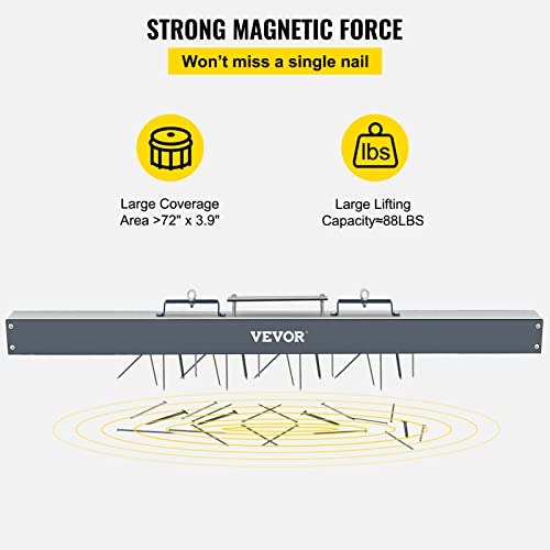 72 inches Hanging Magnet Magnetic Sweeper Tool Nail Magnet Sweeper Magnet Sweeper Magnetic Nail Sweeper Magnetic Sweepers fits Forklift