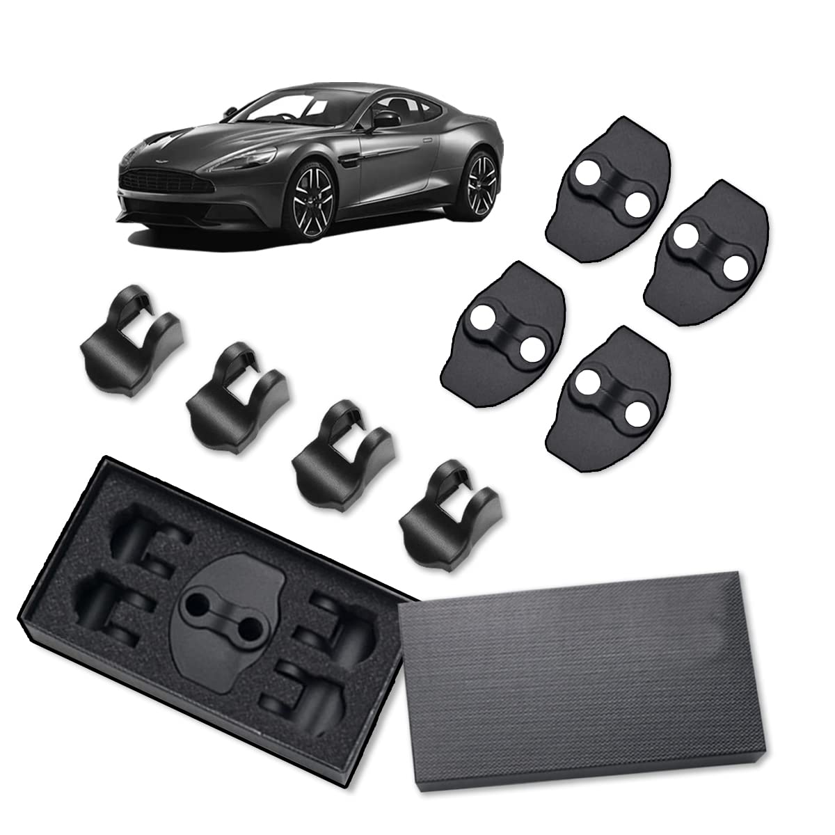 BELOMI Tesla Model 3/Y Door Lock Cover, 4 Door Lock Protector and 4 Door Stopper Covers, Auto Door Latches Protection Guard, Set of 8 for Tesla Accessories