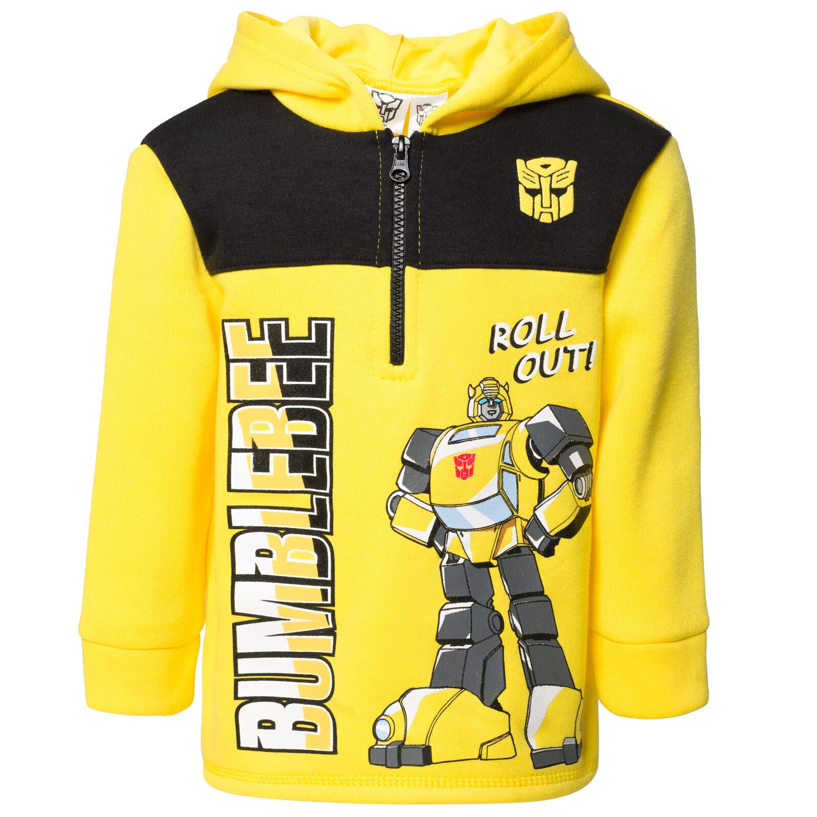 Transformers Bumblebee Big Boys Fleece Half Zip Hoodie Yellow 10-12