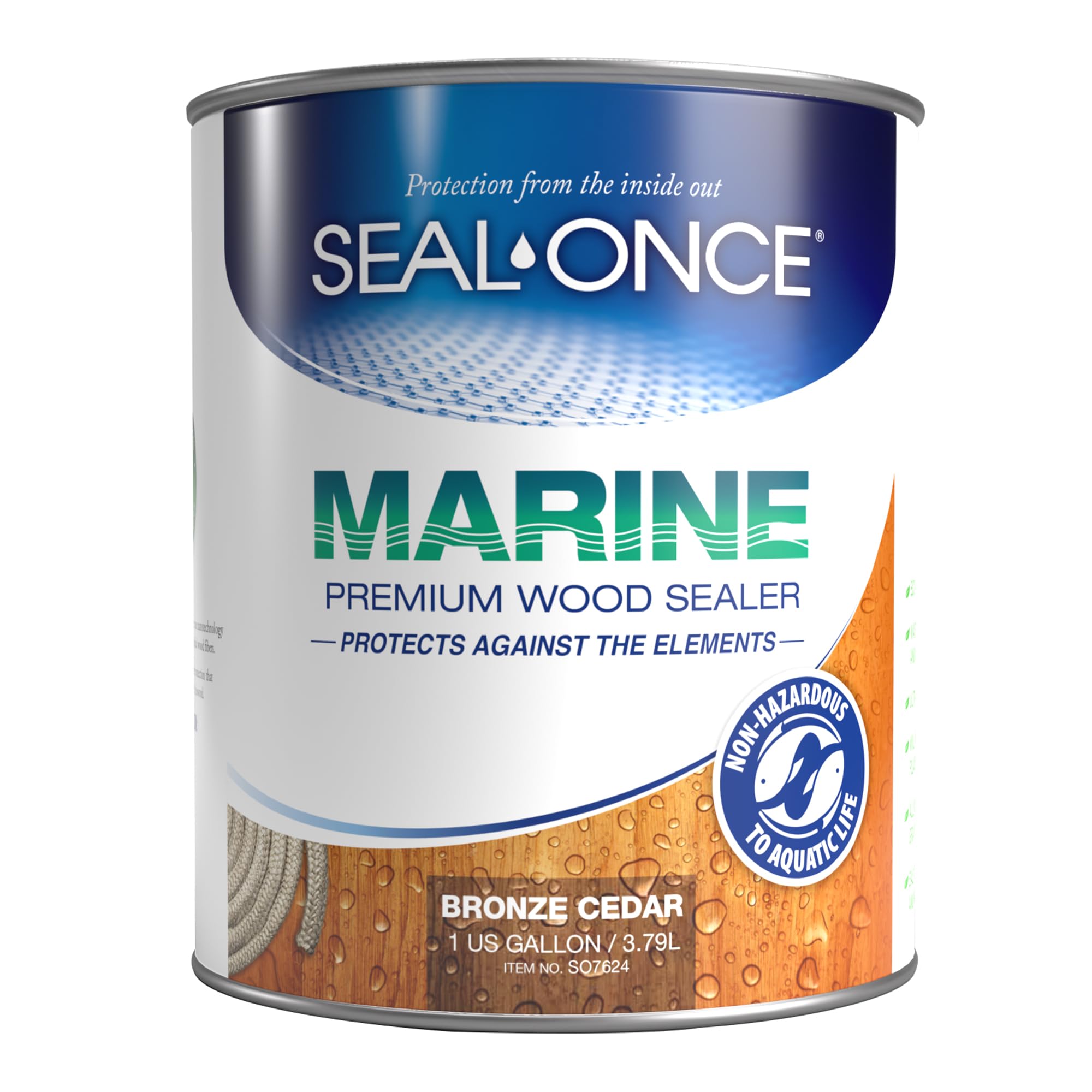 Seal-Once Marine Premium Wood Sealer - Waterproof Sealant - Wood Stain and Sealer in One - 1 Gallon & Bronze Cedar