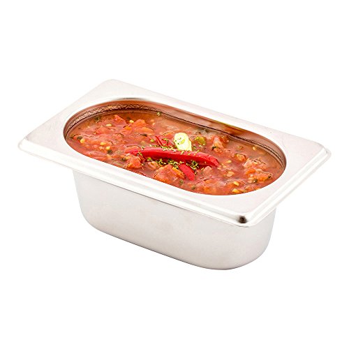Restaurantware Met Lux 7 Inch x 4.3 Inch x 2.5 Inch Steam Table Pan 1 One Ninth Hotel Pan - Anti-Jam Deep Silver Stainless Steel Table Pan With Collapsible Handles For Parties Or Events