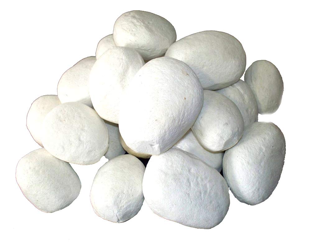 The Blue Rooster Ceramic Fireplace Pebbles - White