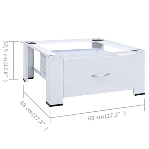 CHARMMA Single Washing Machine Pedestal With Drawer,Base Stand Stacking Kit,Dryers, Refrigerators, Furniture Base Stand,Mini Fridge Raiser Easily Move,White