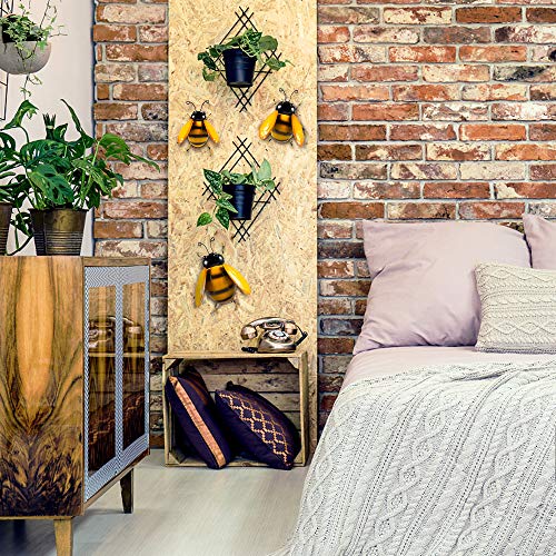 Vindar Metal Wall Art Bee Sculpture Garden Wall Art Decor Set of 3 Bee Outdoor and Indoor Decorative Art Wall Sculptures