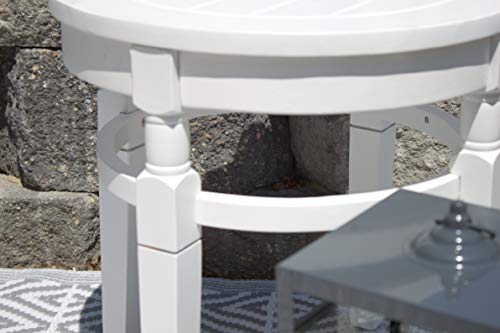Pebble Lane Living All Weather Indoor/Outdoor Exclusive Elegant Hardwood Patio Round Side Table, 18" x 18" x 18", White