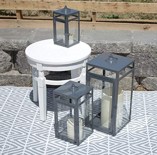 Pebble Lane Living All Weather Indoor/Outdoor Exclusive Elegant Hardwood Patio Round Side Table, 18" x 18" x 18", White