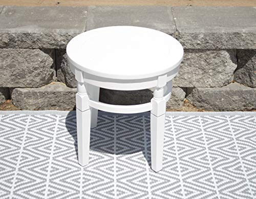 Pebble Lane Living All Weather Indoor/Outdoor Exclusive Elegant Hardwood Patio Round Side Table, 18" x 18" x 18", White