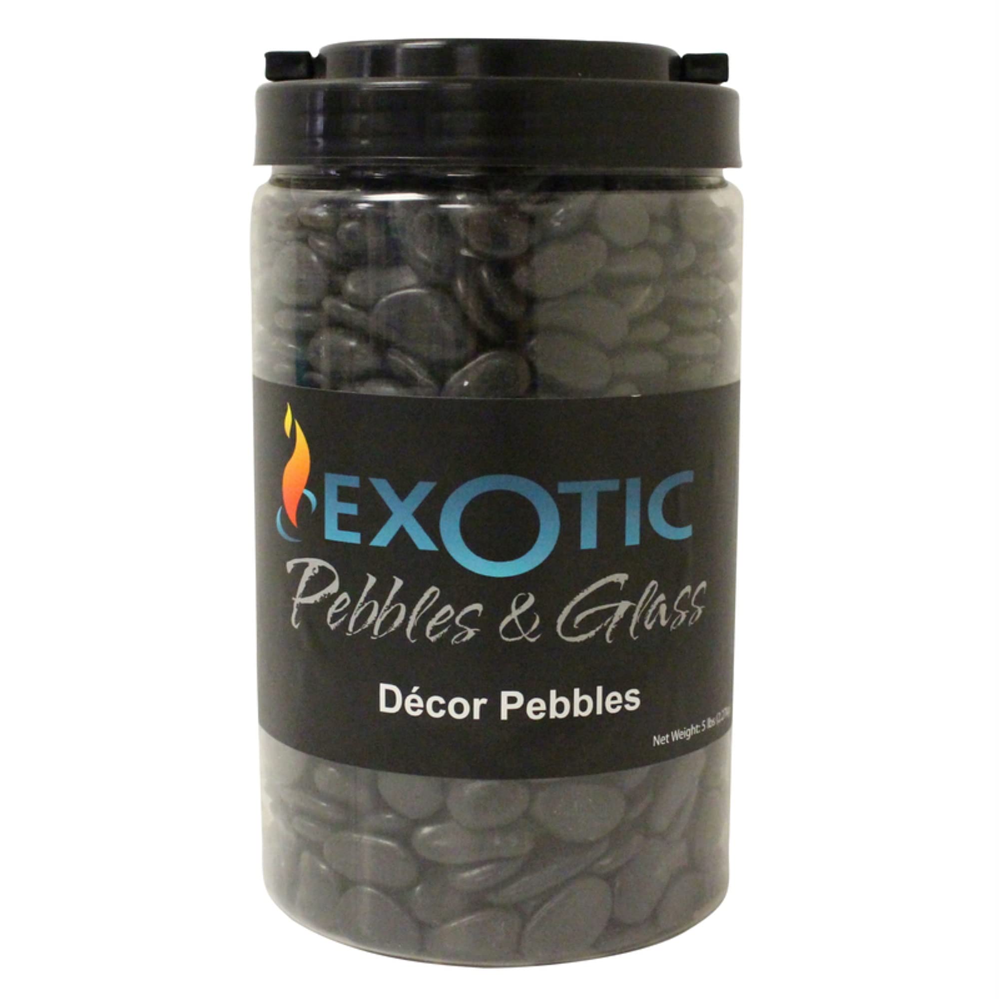 Exotic Pebbles (Decorative Pebbles, Gravel Size, Polished, Black, 5 lb Jar