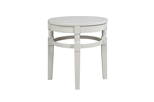 Pebble Lane Living All Weather Indoor/Outdoor Exclusive Elegant Hardwood Patio Round Side Table, 18" x 18" x 18", White