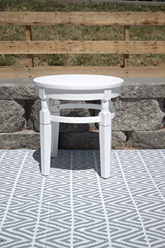 Pebble Lane Living All Weather Indoor/Outdoor Exclusive Elegant Hardwood Patio Round Side Table, 18" x 18" x 18", White