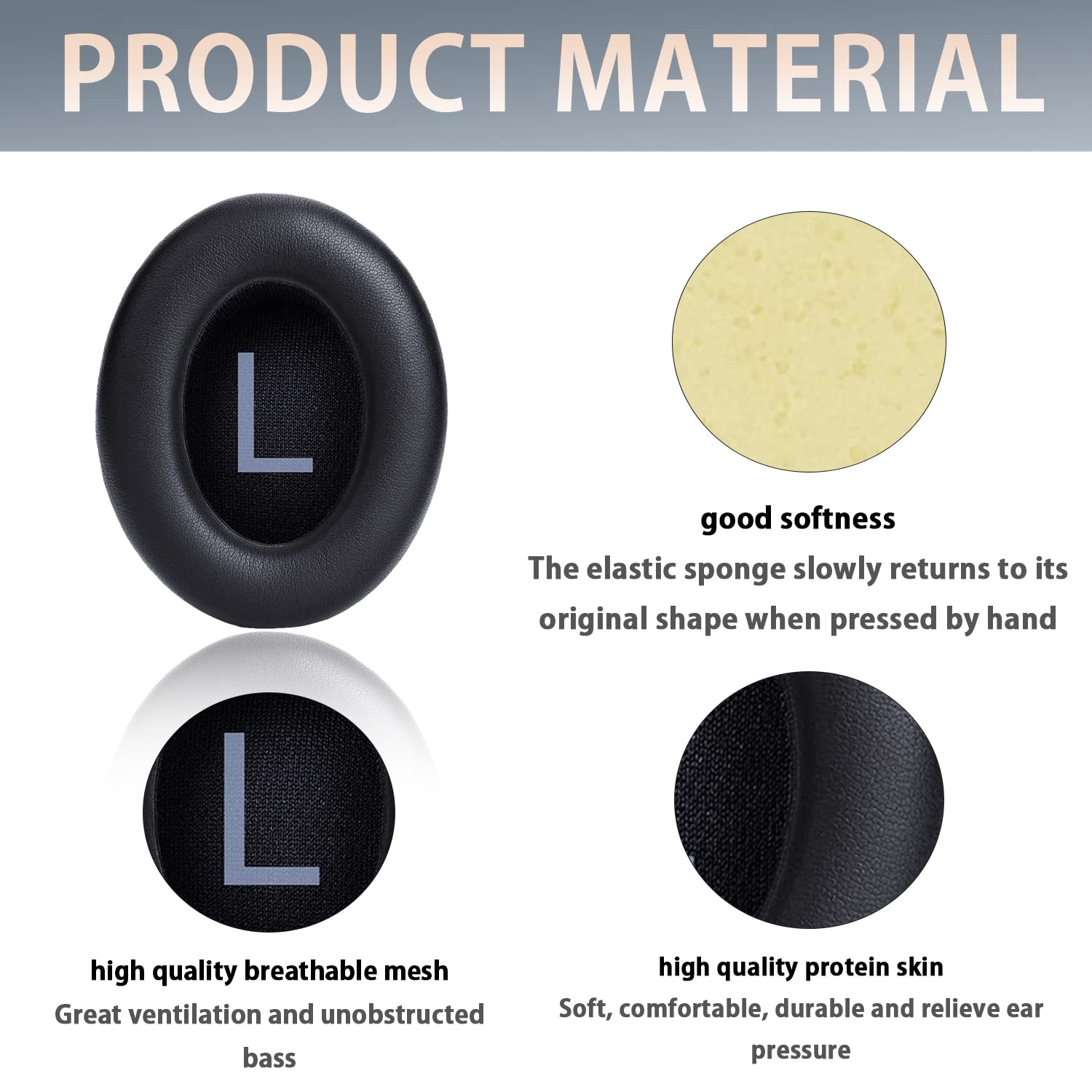 Replacement Ear Pads Protein PU Leather Ear Cushion Compatible with Bose Noise Cancelling Headphones 700 (Black)